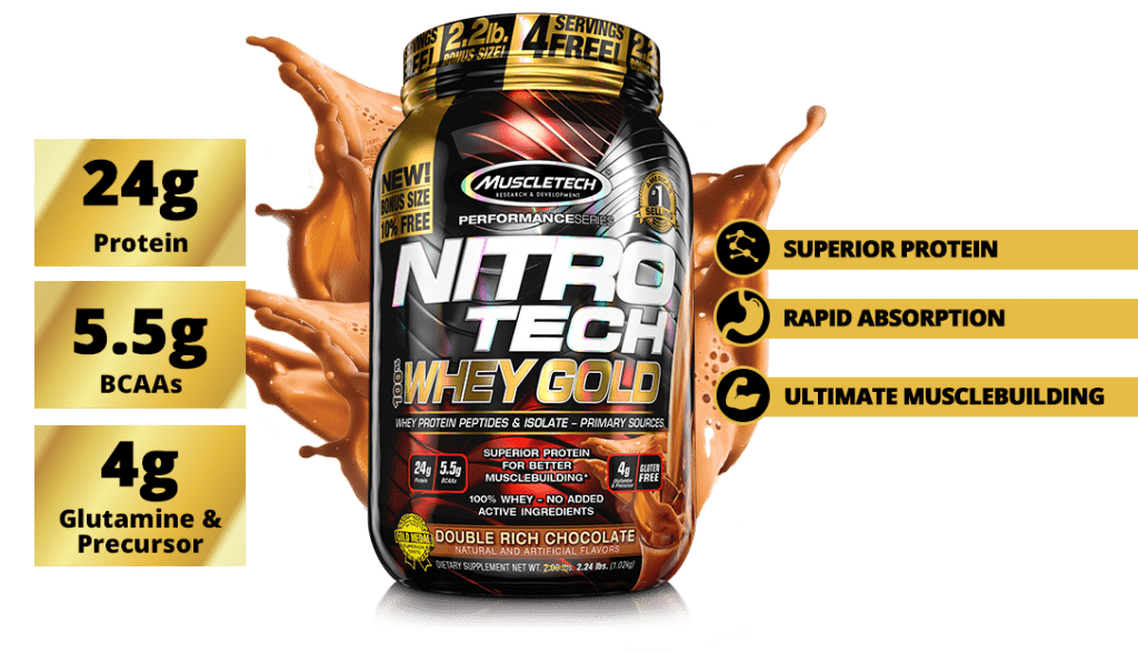 MUSCLETECH® Performance Series NITRO-TECH 100% Whey Gold Protein ...